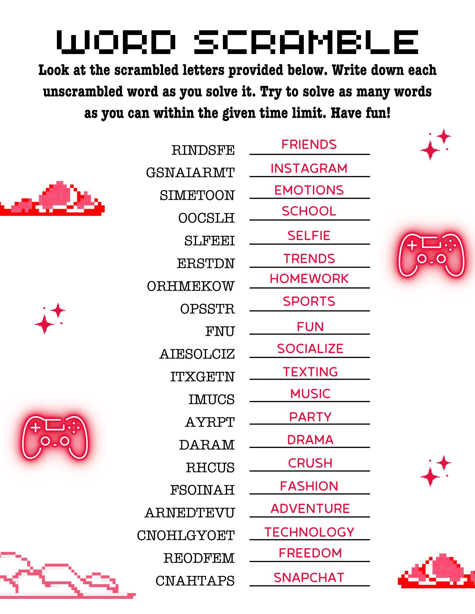 Printable Games for Teenage Boys' Birthday Parties, Fun Challenges ...