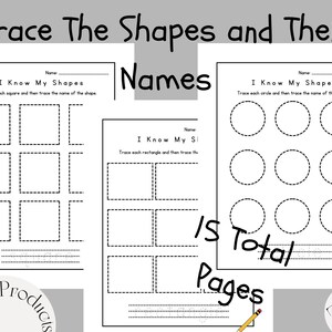 Trace the Shapes Worksheets, 12 Basic Shapes Tracing, Early Learner ...
