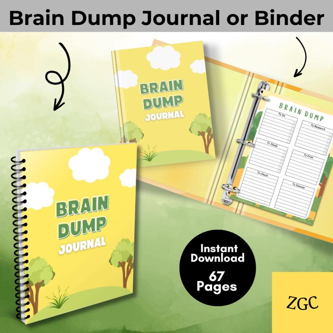 Brain Dump Printable Journal, Brain Dump Planner and Binder, Thoughts ...