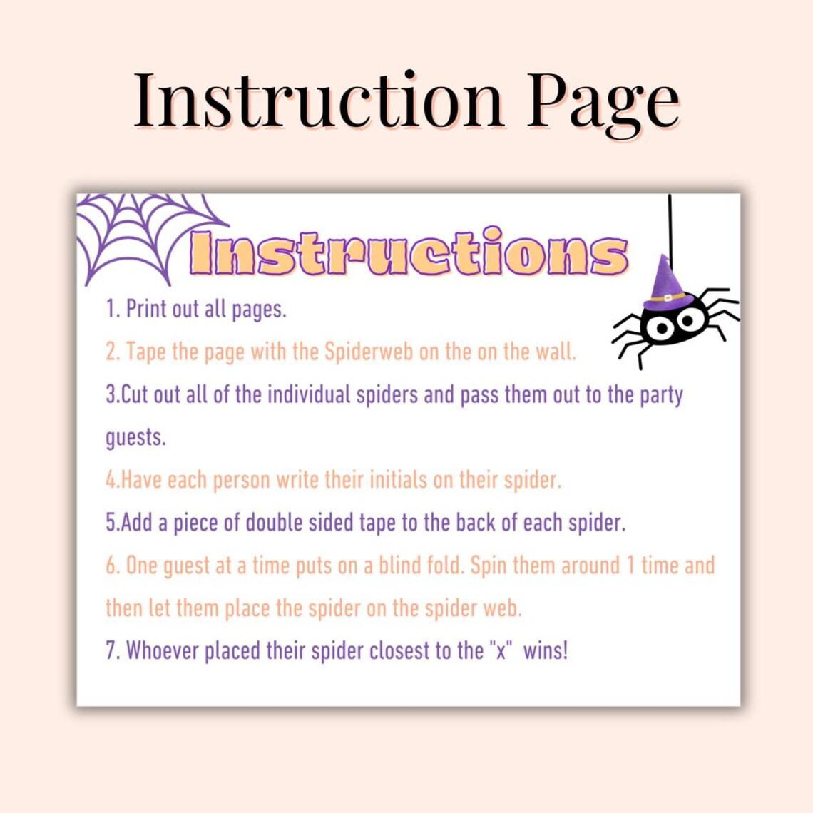 Pin the Spider on the Web Game, Fun Spider Web Party Activity for Kids ...