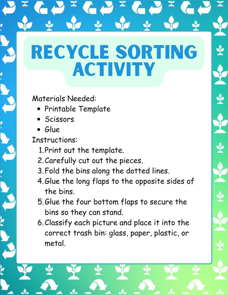 Printable Recycle Sorting Activity for Kids | Eco Friendly Classroom ...
