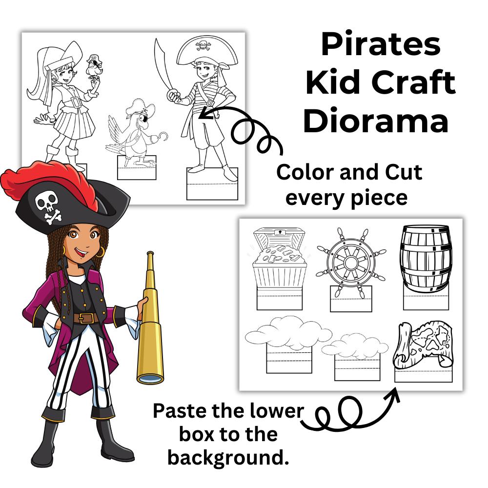 Pirate Diorama Craft Printable | Pirate Cut and Paste Activity for Kids ...