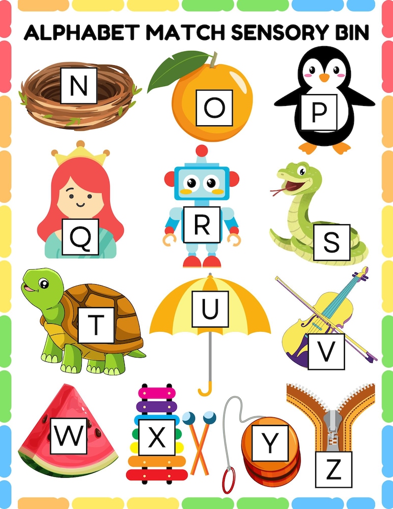 ABC Sensory Bin Printables, Hands on Alphabet Matching Game, Abc Bin ...