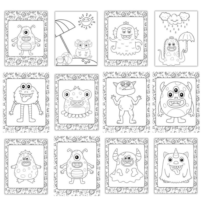 Monster Coloring Pages for Kids | 25 Printable Fun Art Sheets PDF ...