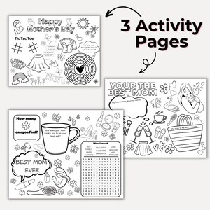 Mother's Day Printable Bundle | Coloring Cards, Bookmarks & Placemats ...