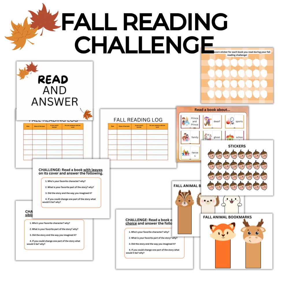 Fall Printable Reading Challenge for Kids, Fall Printable Activity ...
