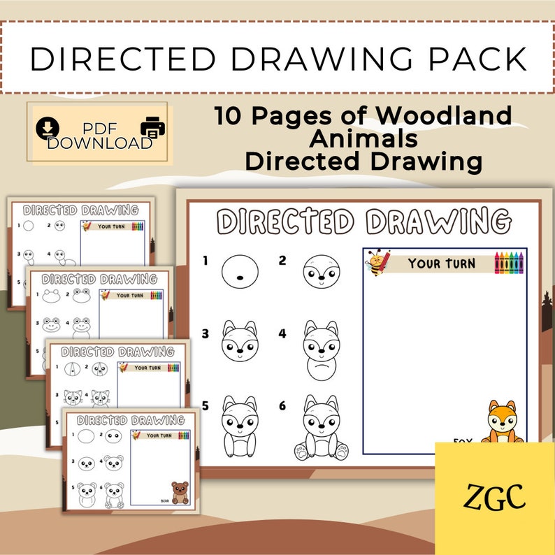 Learn to Draw Woodland Animals Printable, Early Learner Art Activity ...