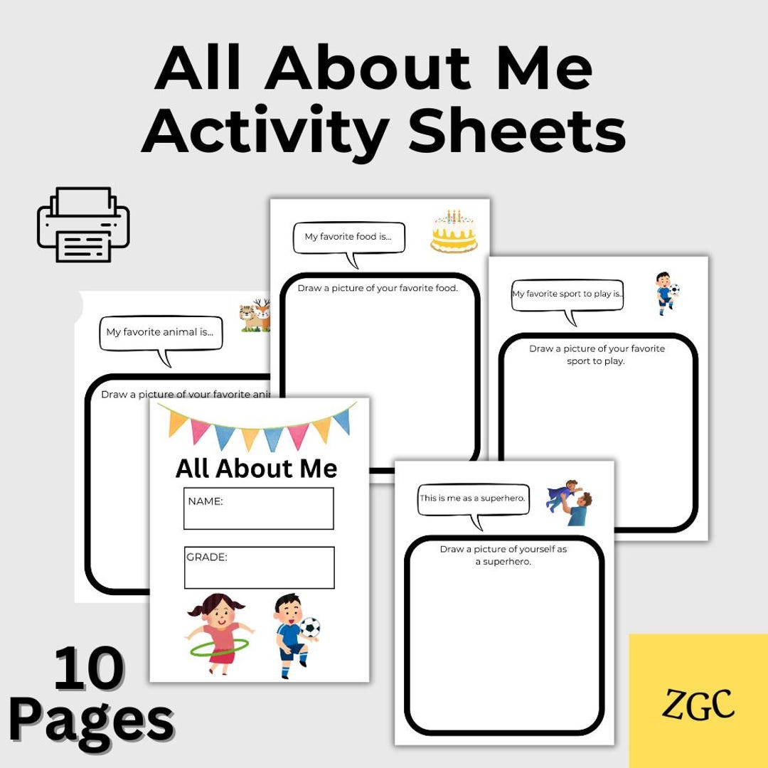 Printable All About Me Writing Prompts, Back to School Writing, Early ...