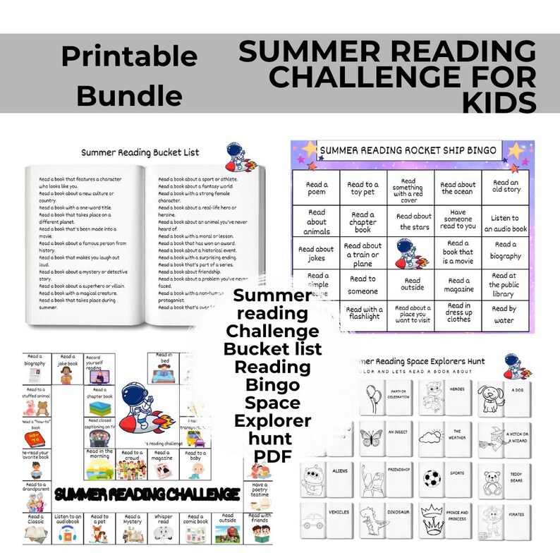 Space Themed Summer Reading Challenge Printable Bundle - 10 Fun Pages ...