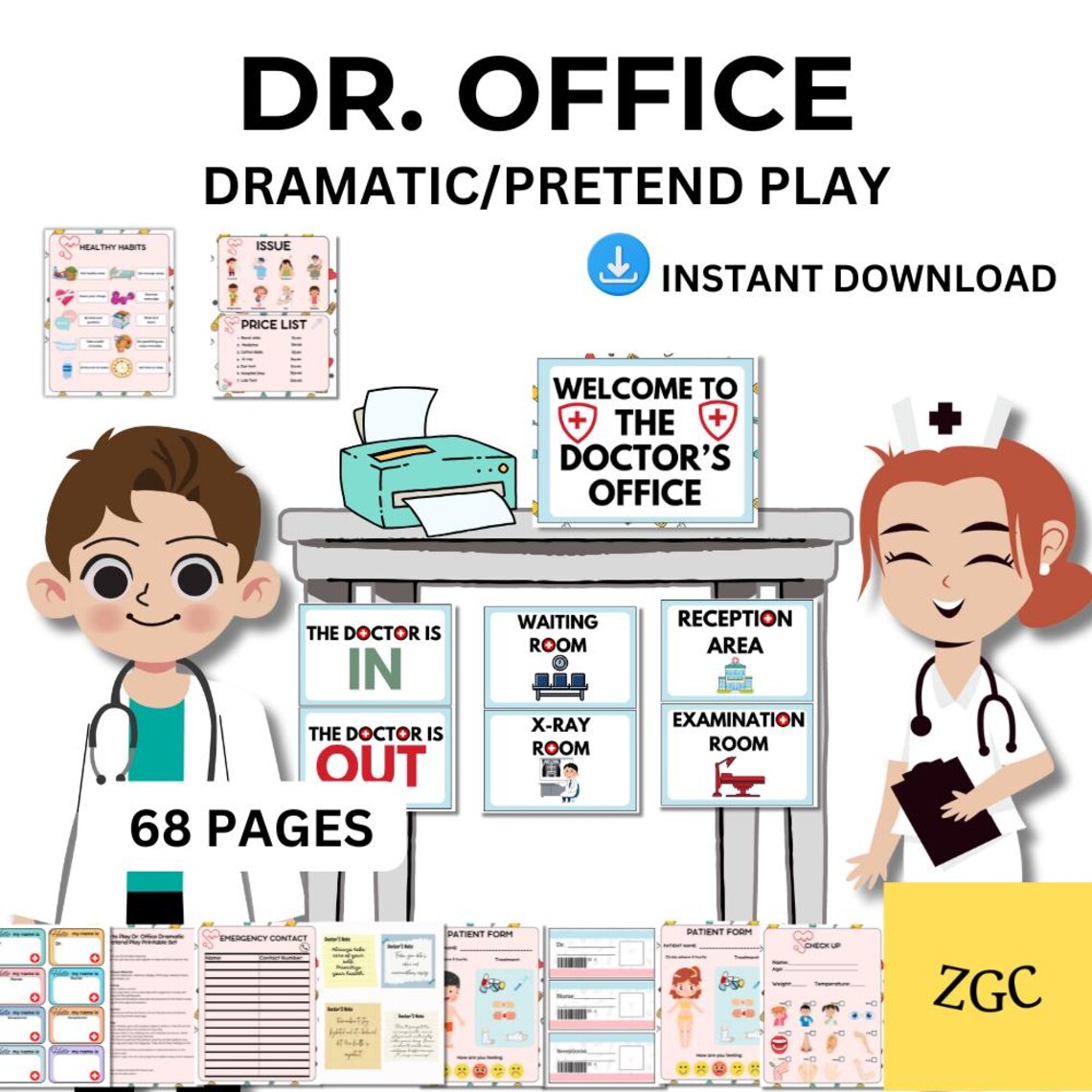 Doctor Dramatic Play Printables Bundle | Pretend Play Doctor’s Office ...