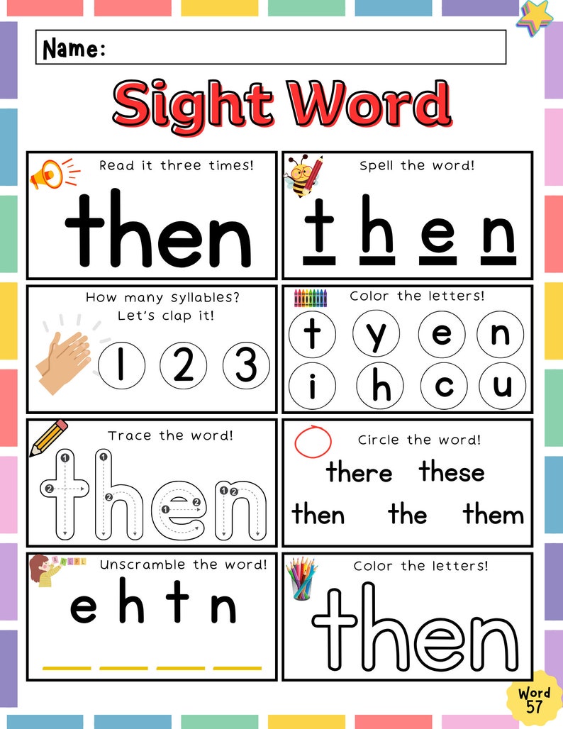 Sight Words Worksheets Bundle | Read, Trace & Spell (PDF Printable) - Etsy