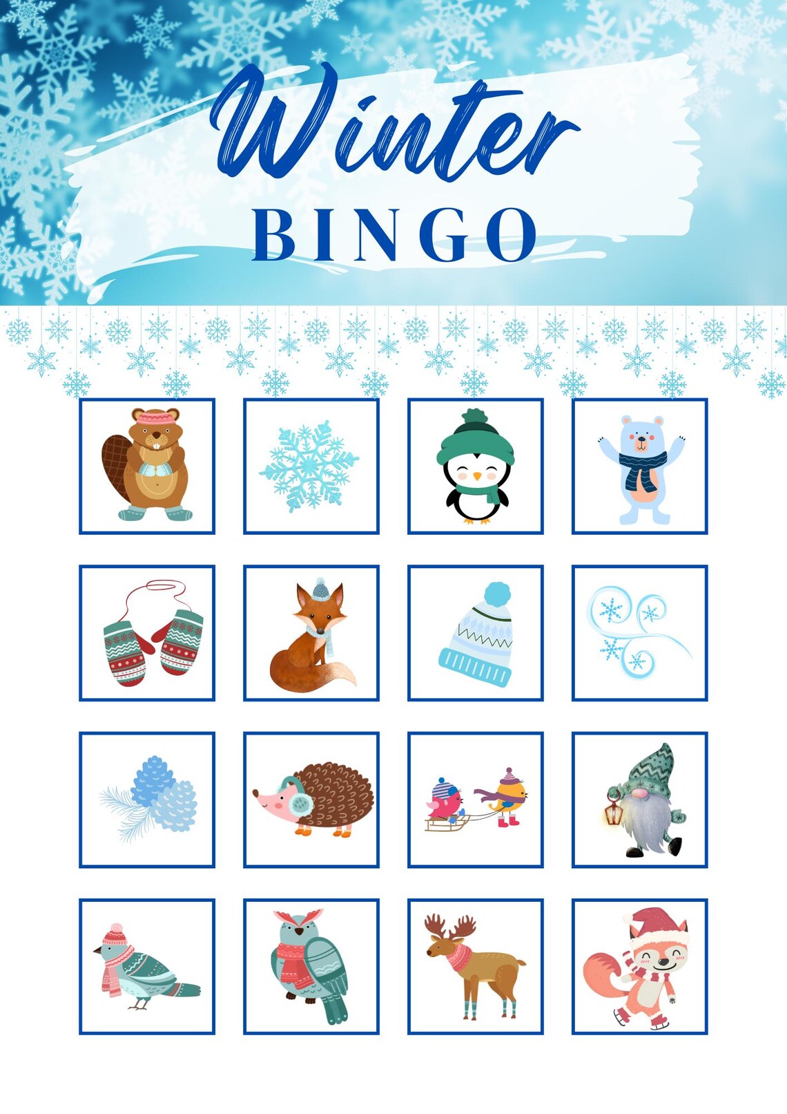Printable Winter Bingo Game, Fun Winter Activity for Kids & Adults ...