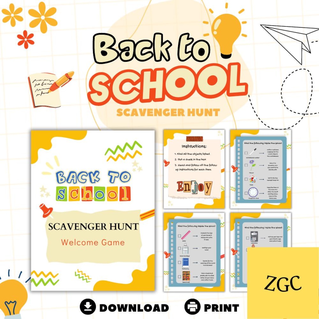 Printable Back to School Scavenger Hunt Game, Young Learner Scavenger ...
