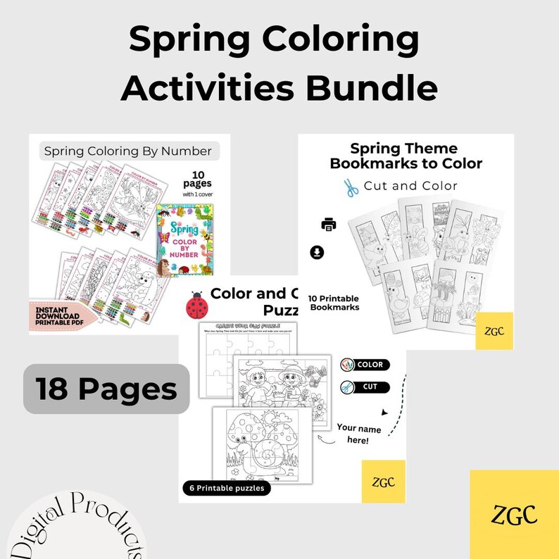 Printable Spring Coloring Activities, Spring Color by Number, Spring ...