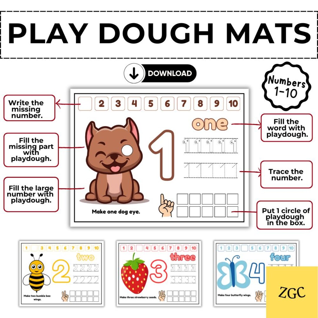 Printable Number Playdough Mats for Preschool – 1-10 Fine Motor ...