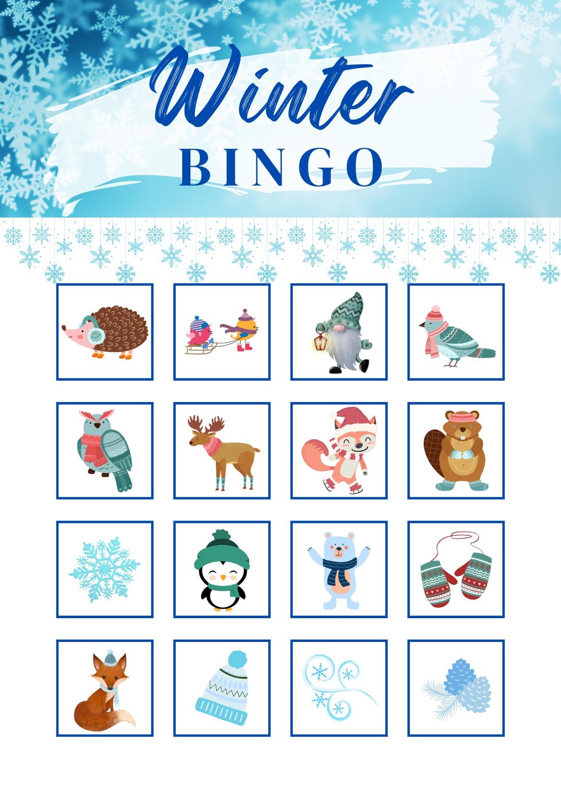Printable Winter Bingo Game, Fun Winter Activity for Kids & Adults ...