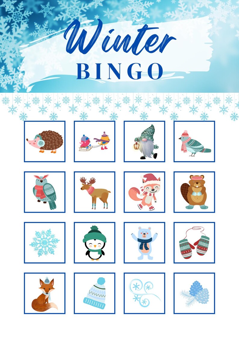 Printable Winter Bingo Game, Fun Winter Activity for Kids & Adults ...