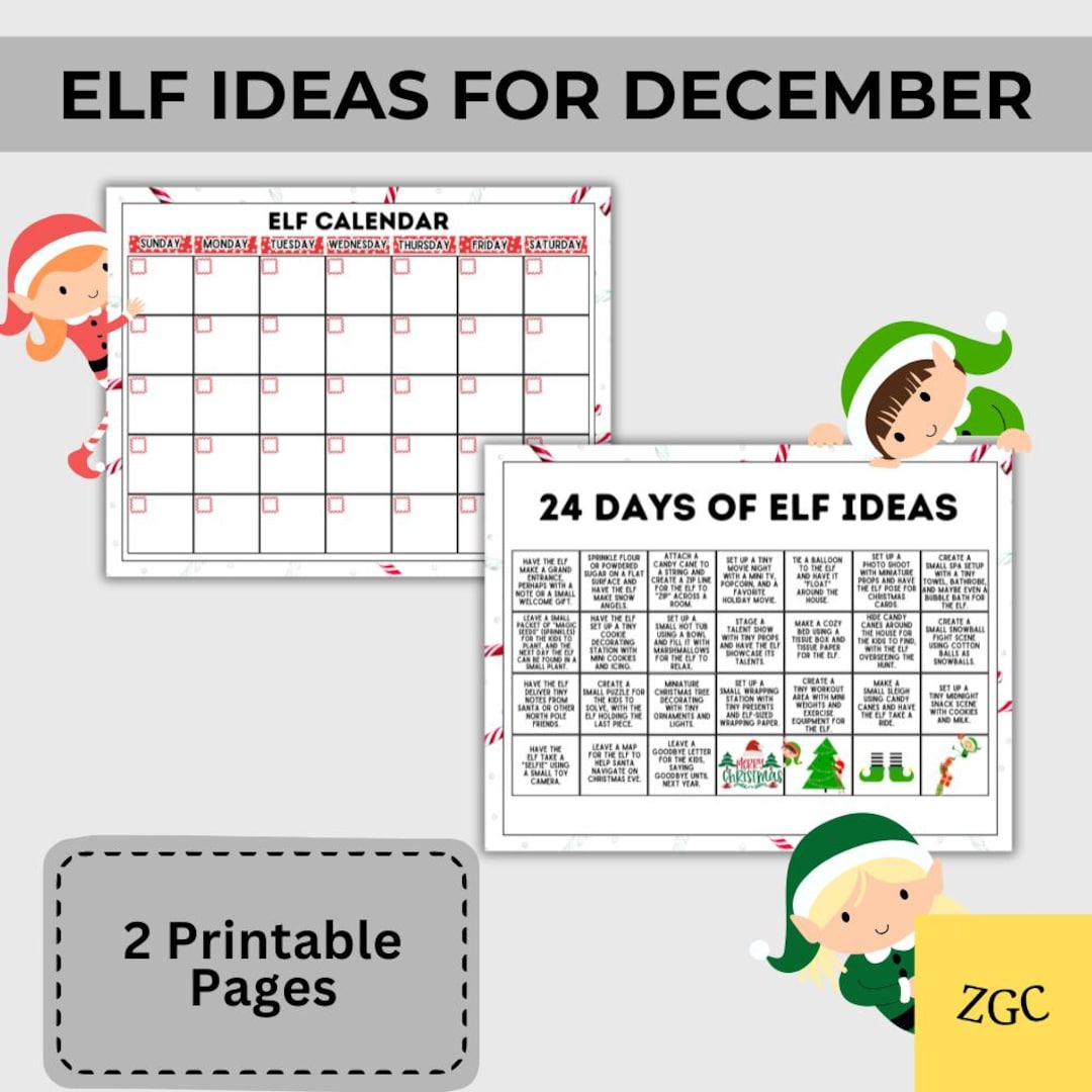 24 Days of Elf Ideas for Kids, Christmas Elf Printable Daily Ideas, Elf ...
