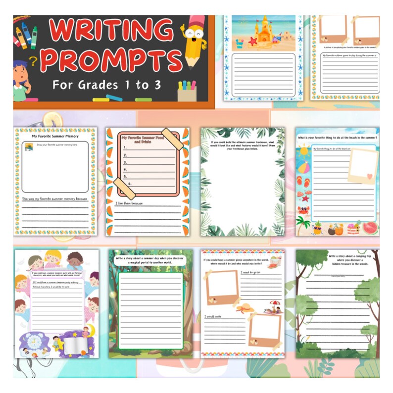 Kids Summer Writing Prompts, Primary Summer School Activities, Journal ...