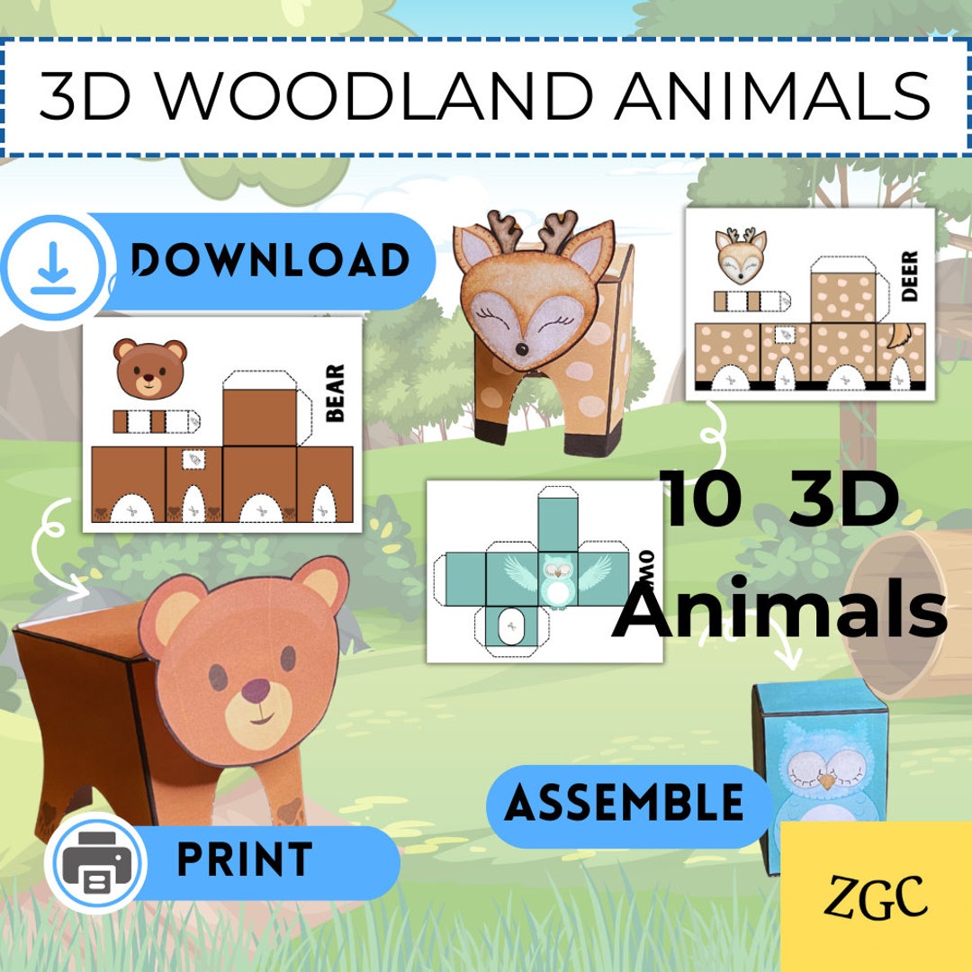 3D Woodland Animals Craft, DIY Animal Art, Early Learner 3D Craft ...