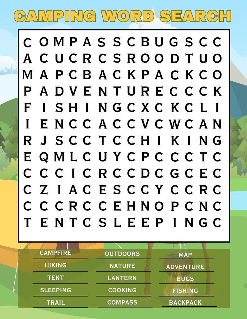 Printable Camping Games for Kids, Camping Word Search, Kids Maze, I Spy ...
