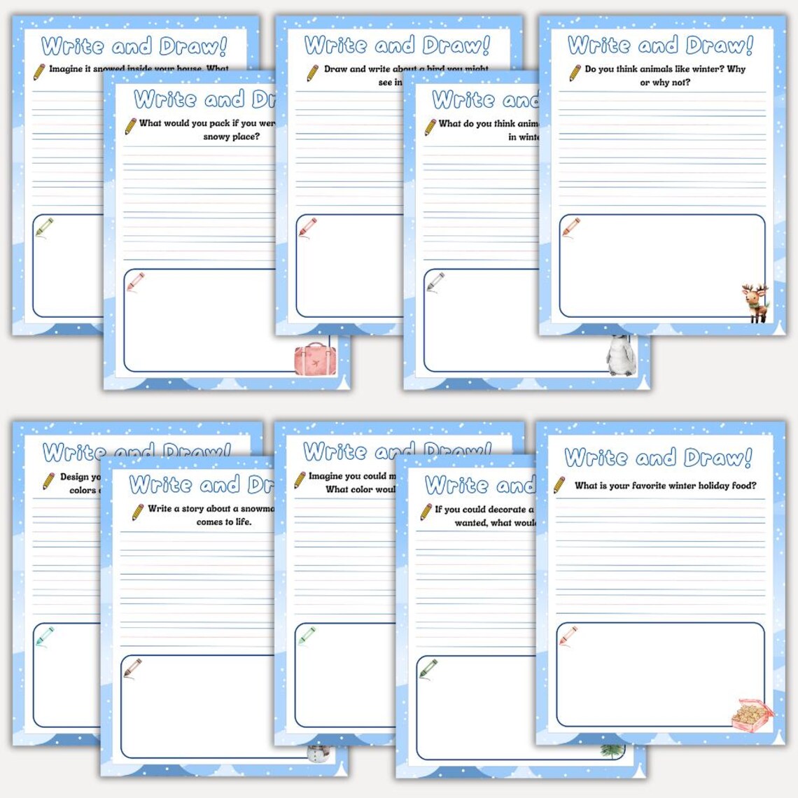 Winter Writing Prompts for Kids, Printable Journal Writing Activity ...