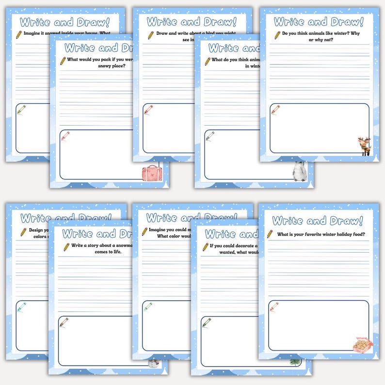 Winter Writing Prompts for Kids, Printable Journal Writing Activity ...