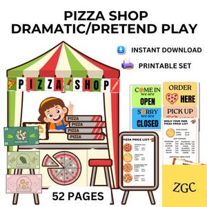 Printable Pizza Shop Dramatic Play Set | Pretend Play Restaurant ...