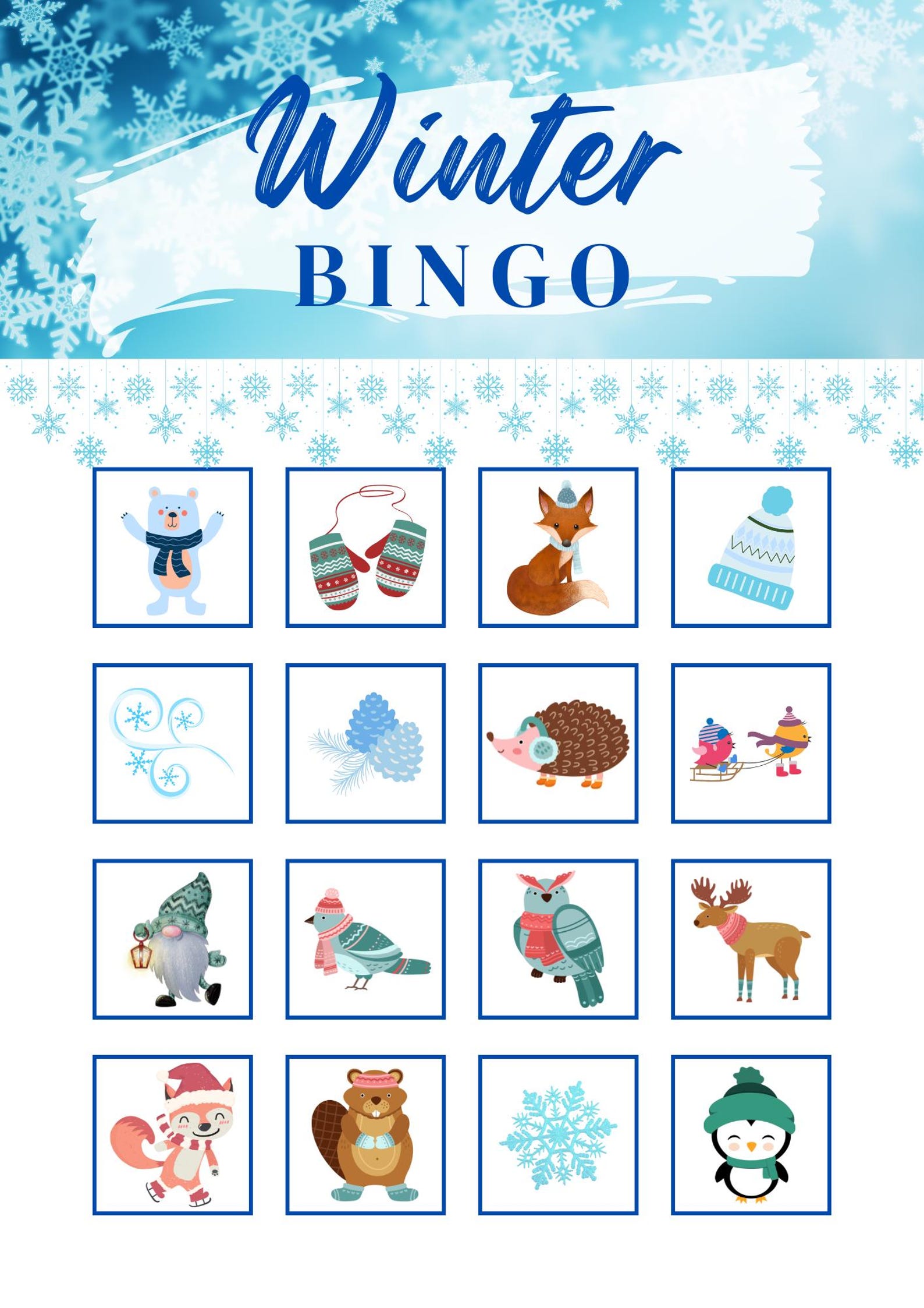 Printable Winter Bingo Game, Fun Winter Activity for Kids & Adults ...