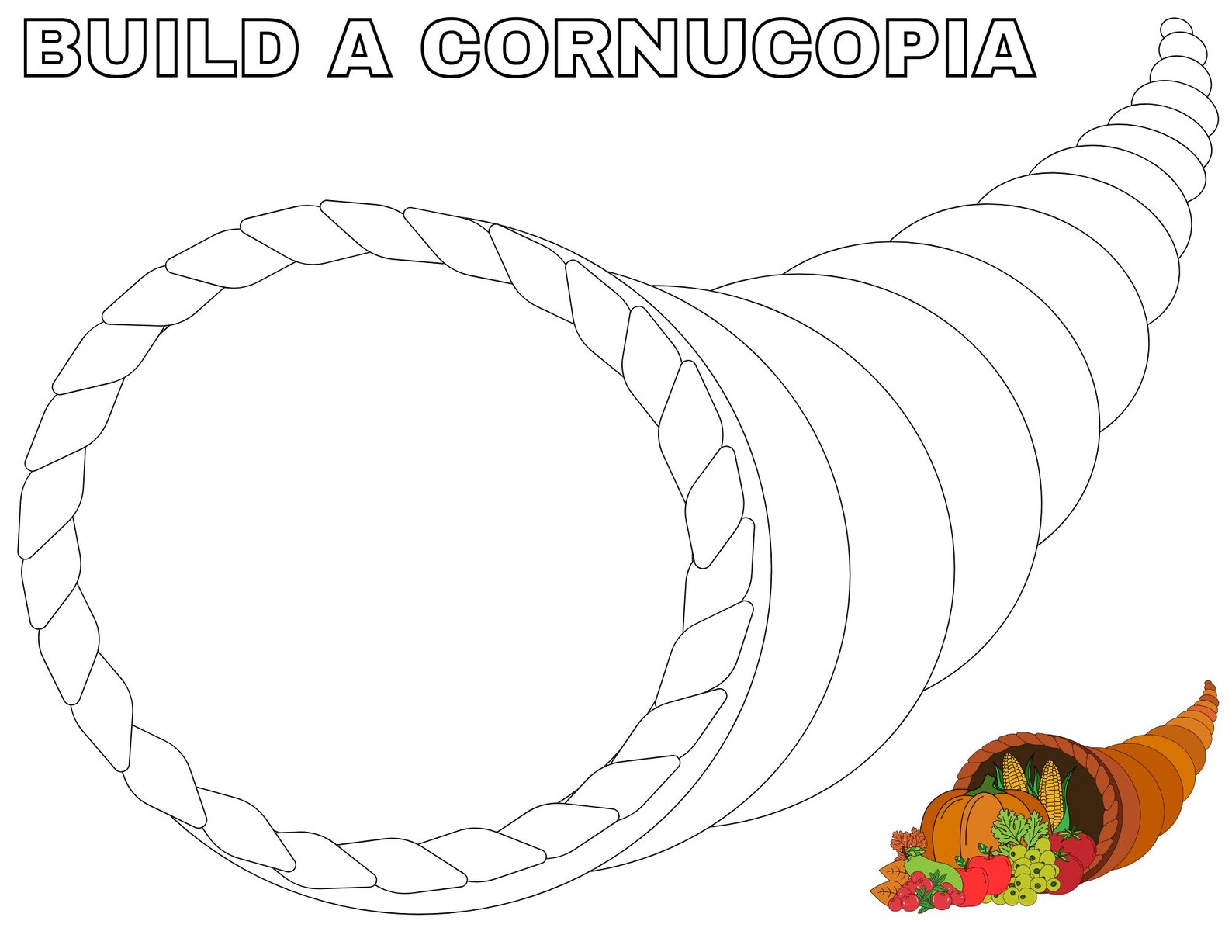 Build a Cornucopia Paper Craft for Kids, Thanksgiving Cut and Paste ...