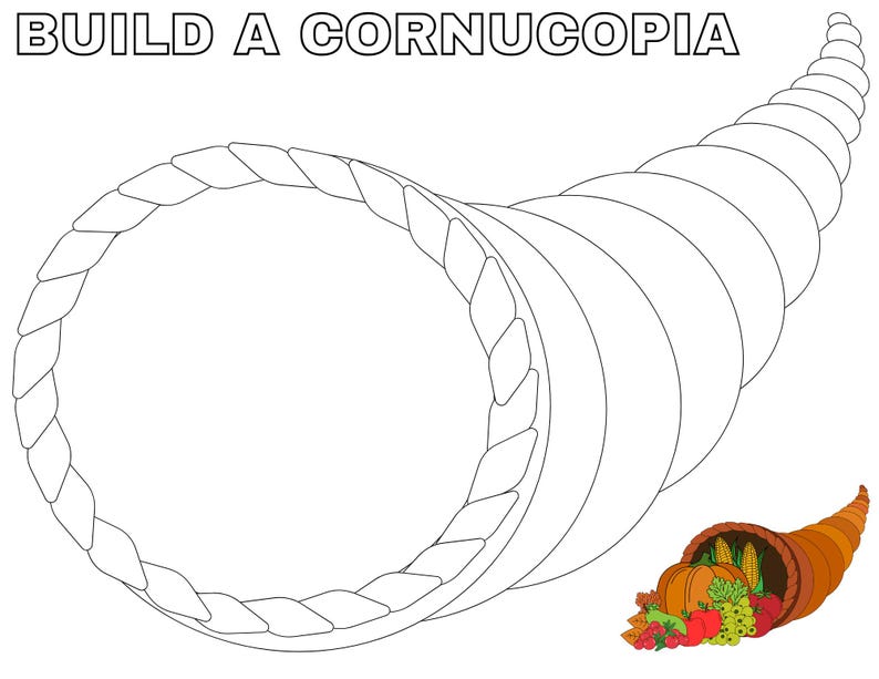 Build a Cornucopia Paper Craft for Kids, Thanksgiving Cut and Paste ...
