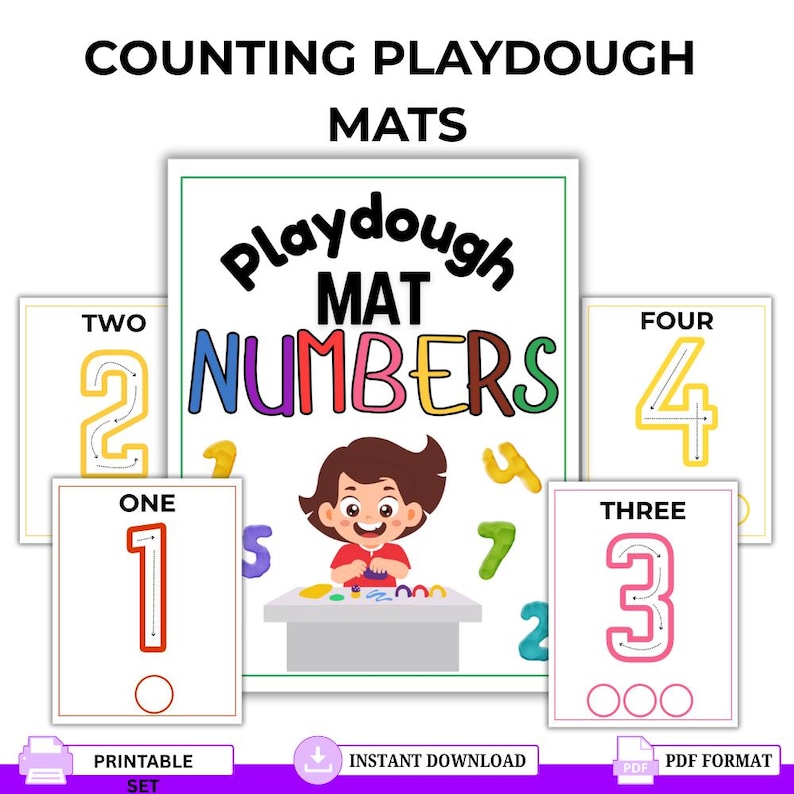 Printable Playdough Number Mats for Kids | Montessori Counting and ...