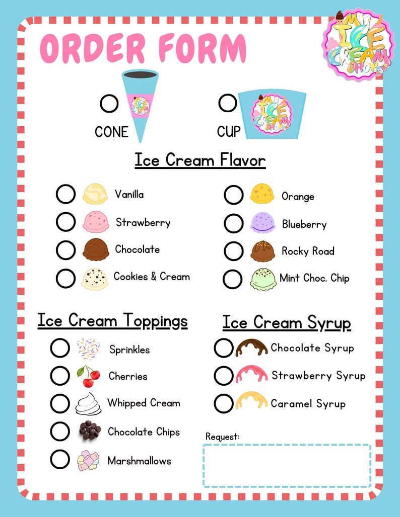 Ice Cream Shop Dramatic Play Printables | Pretend Play Center for ...