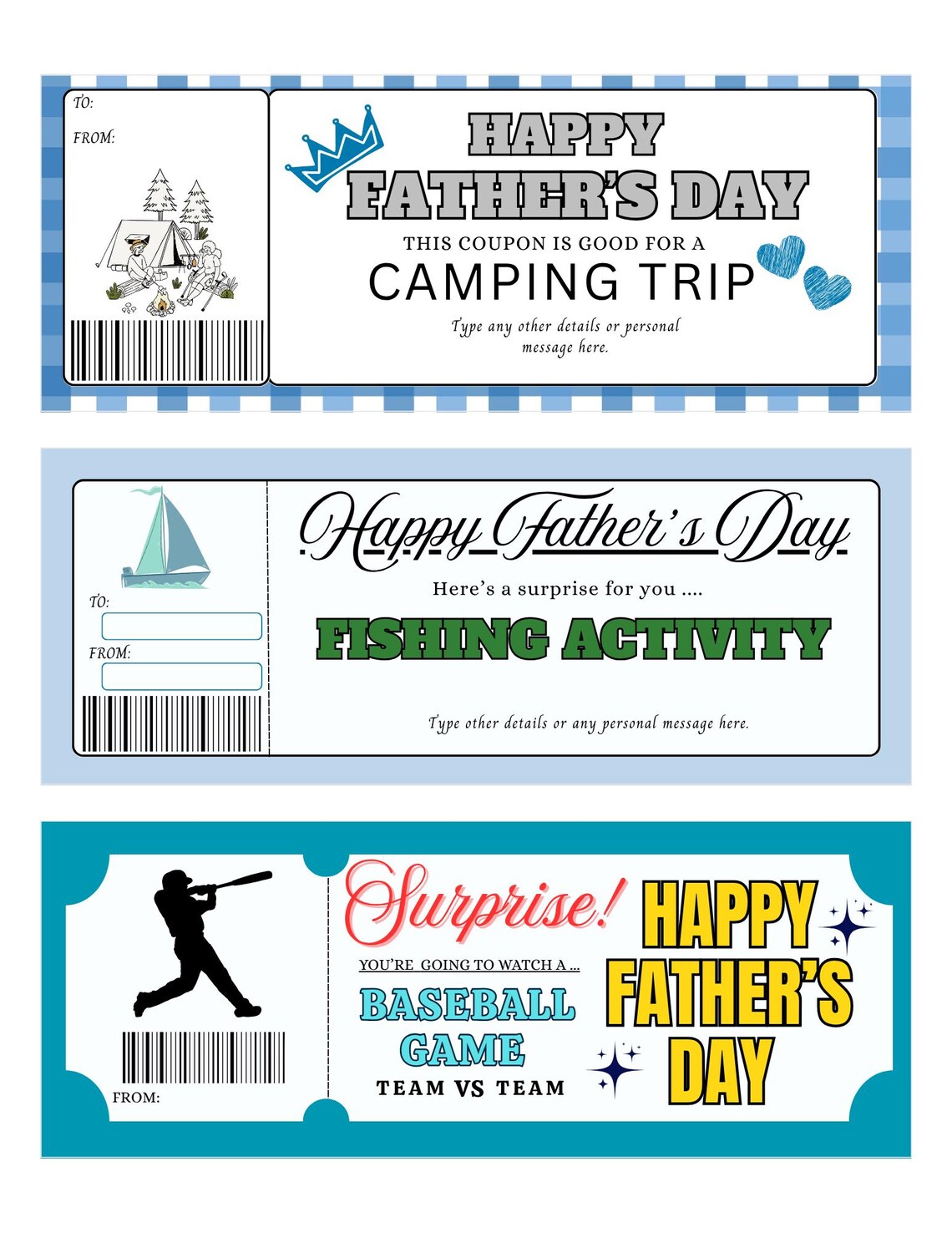 Printable Father's Day Ticket Gift | DIY Coupon Book From Kids ...
