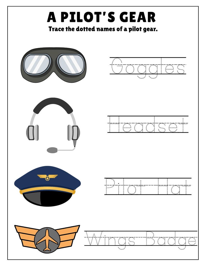 Pilot Career Printable for Kids | Dream Job Coloring Pages & Activities ...