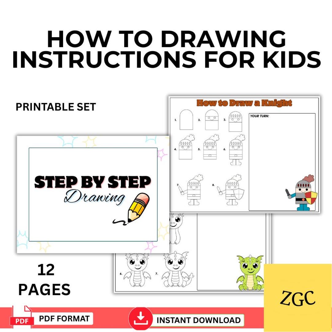 Guides de dessin imprimables étape par étape pour les enfants | Comment ...