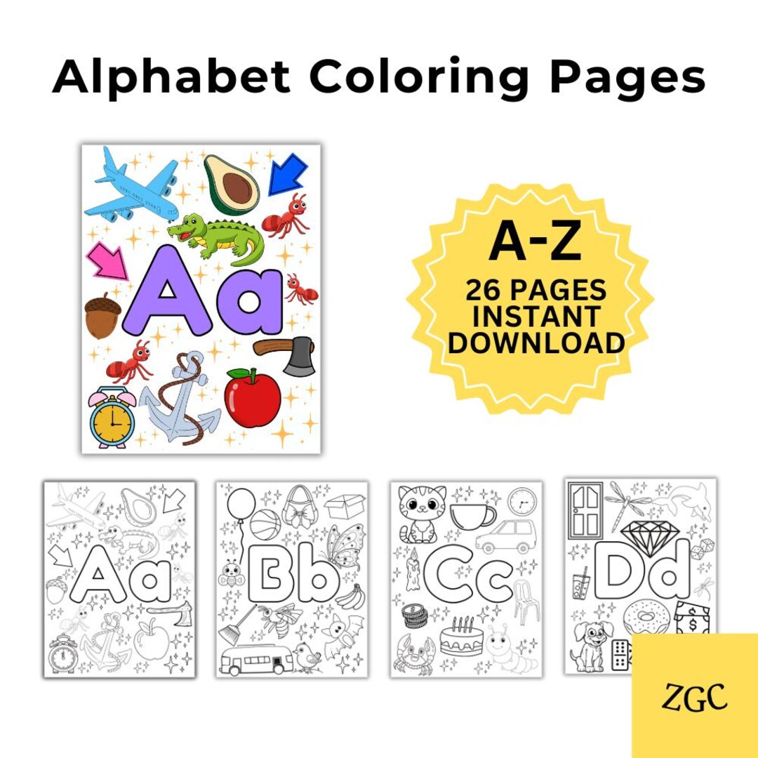 Alphabet Coloring Worksheets A-Z | Letter Sound Activity Pages for ...