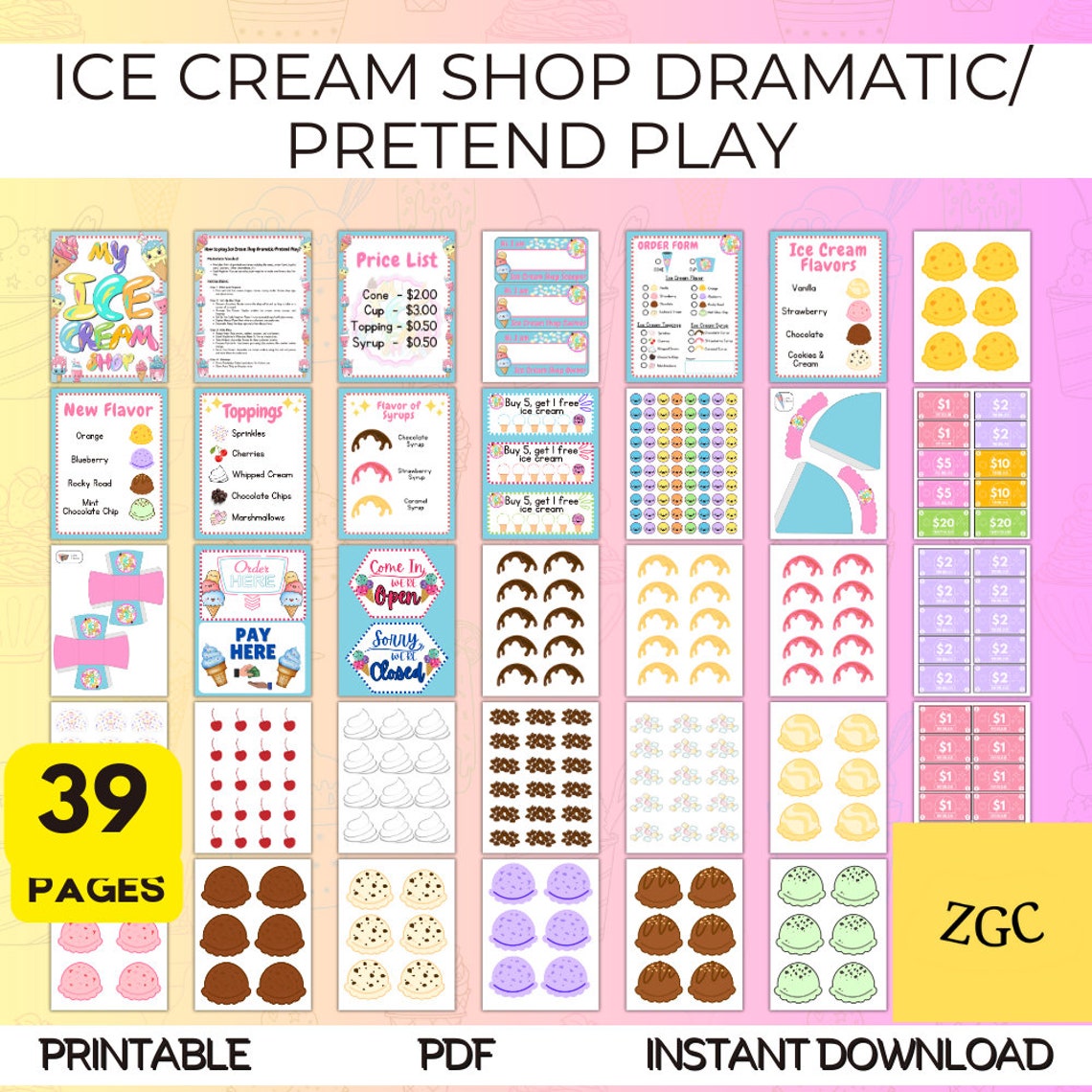 Ice Cream Shop Dramatic Play, Ice Cream Shop Pretend Play, Dramatic ...