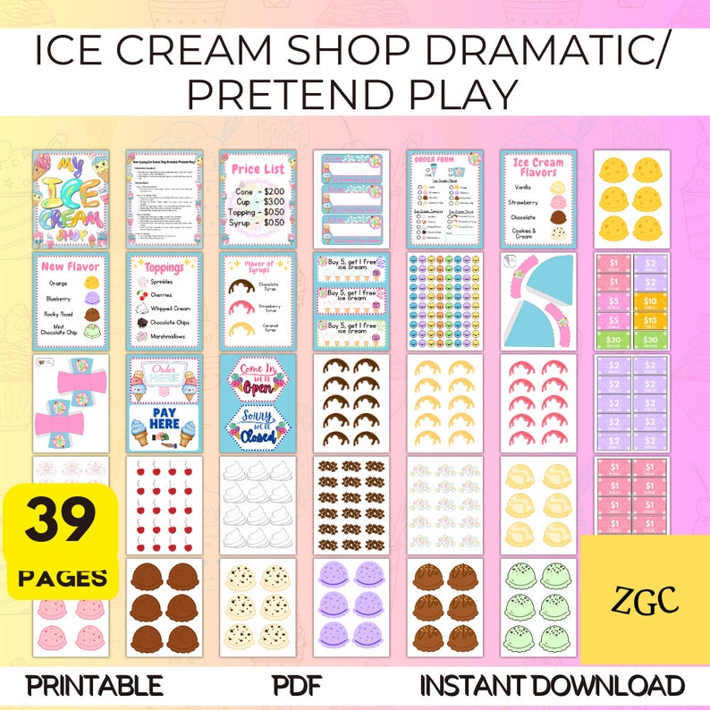 Ice Cream Shop Dramatic Play, Ice Cream Shop Pretend Play, Dramatic ...