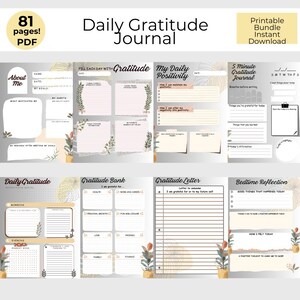 Gratitude Journal or Binder, Printable Gratitude Workbook, Goal Planner ...