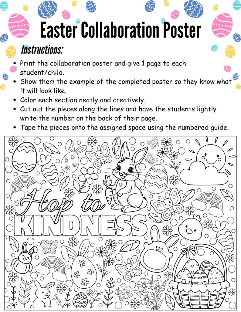 Easter Coloring Poster Collaborative | Hop to Kindness Bulletin Board ...