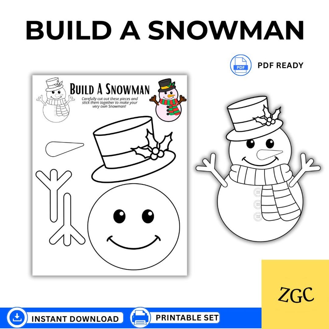 Build a Snowman Printable Craft | Winter Cut and Paste Activity for ...