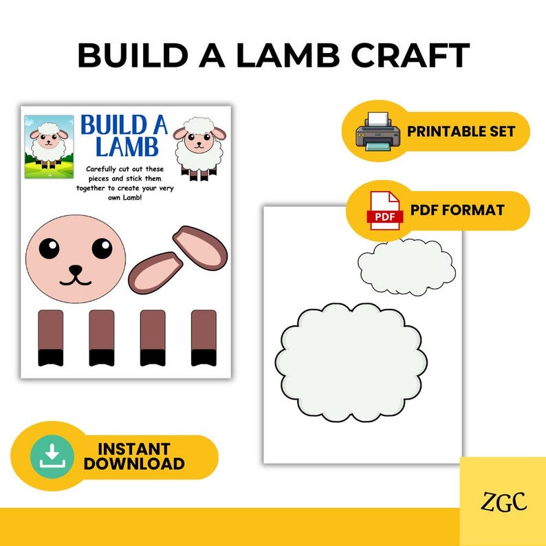 Build a Lamb Craft Printable | Easter Sheep Craft for Kids | Spring ...