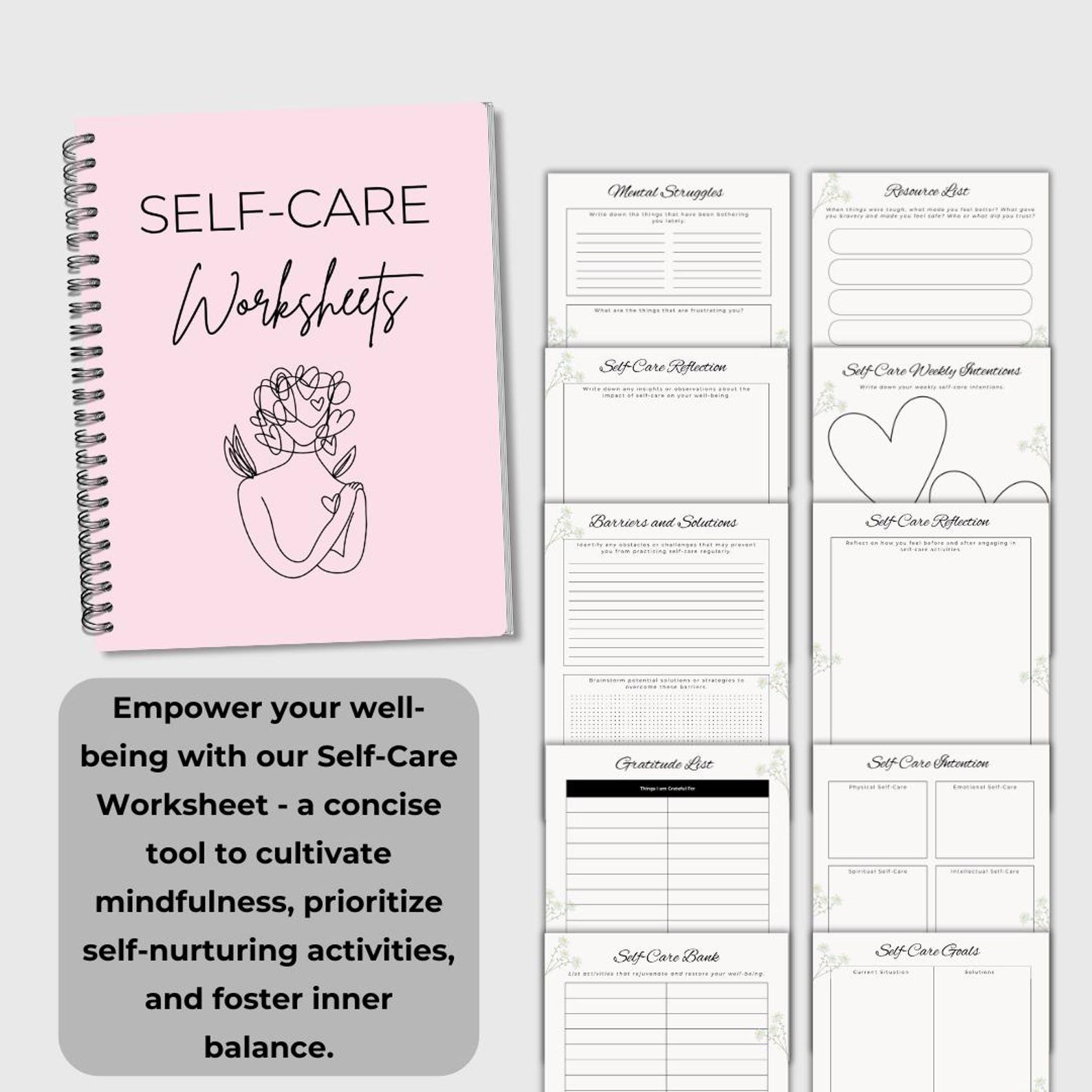 Self-care Editable Worksheets, Positive Mindset Binder, Growth Mindset ...