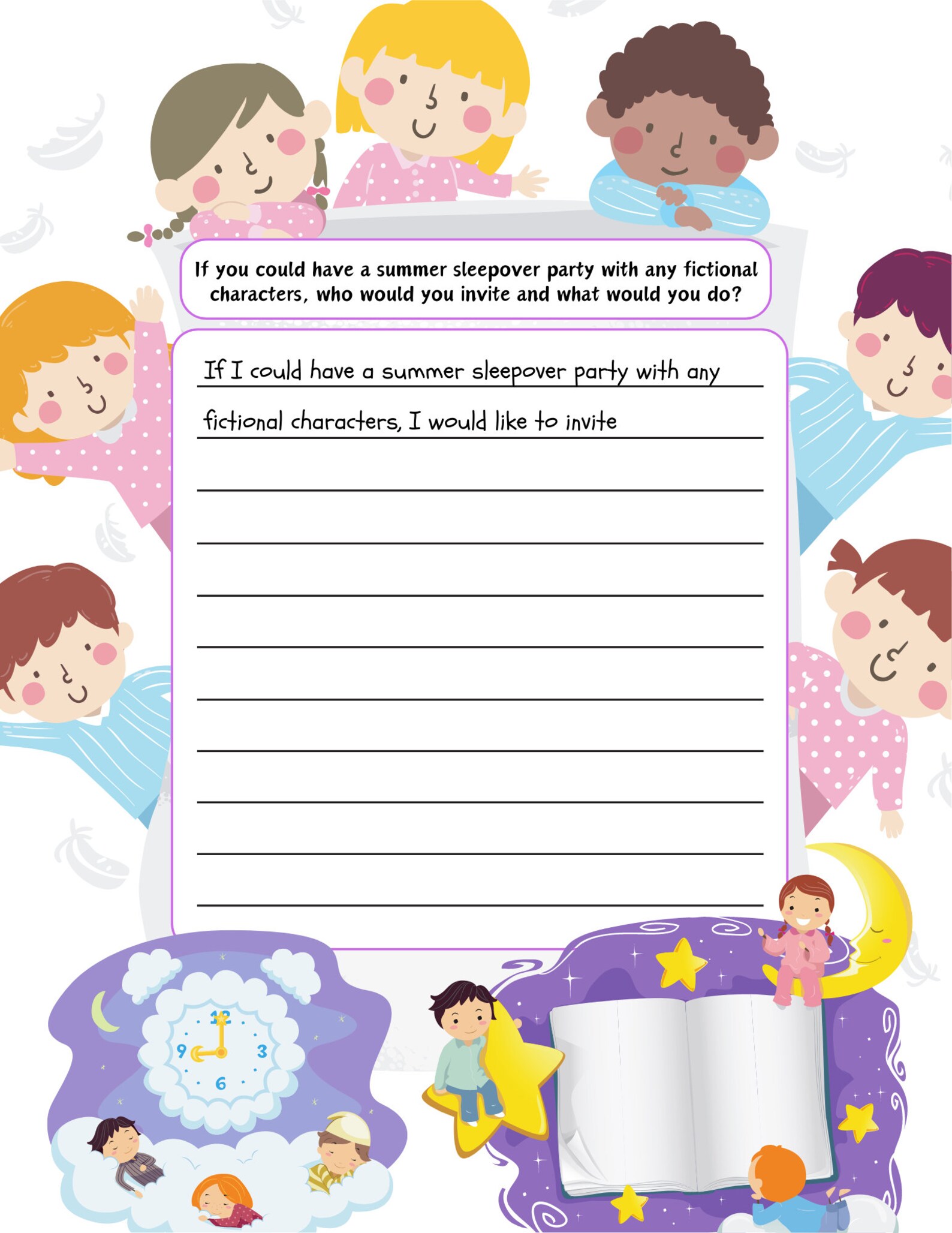 Kids Summer Writing Prompts, Primary Summer School Activities, Journal ...