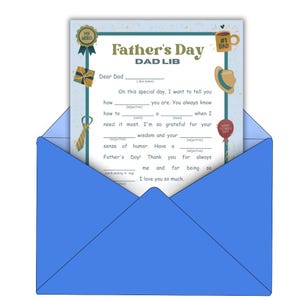 Father's Day Mad Libs | Kids Story Card Activity (digital Download) - Etsy
