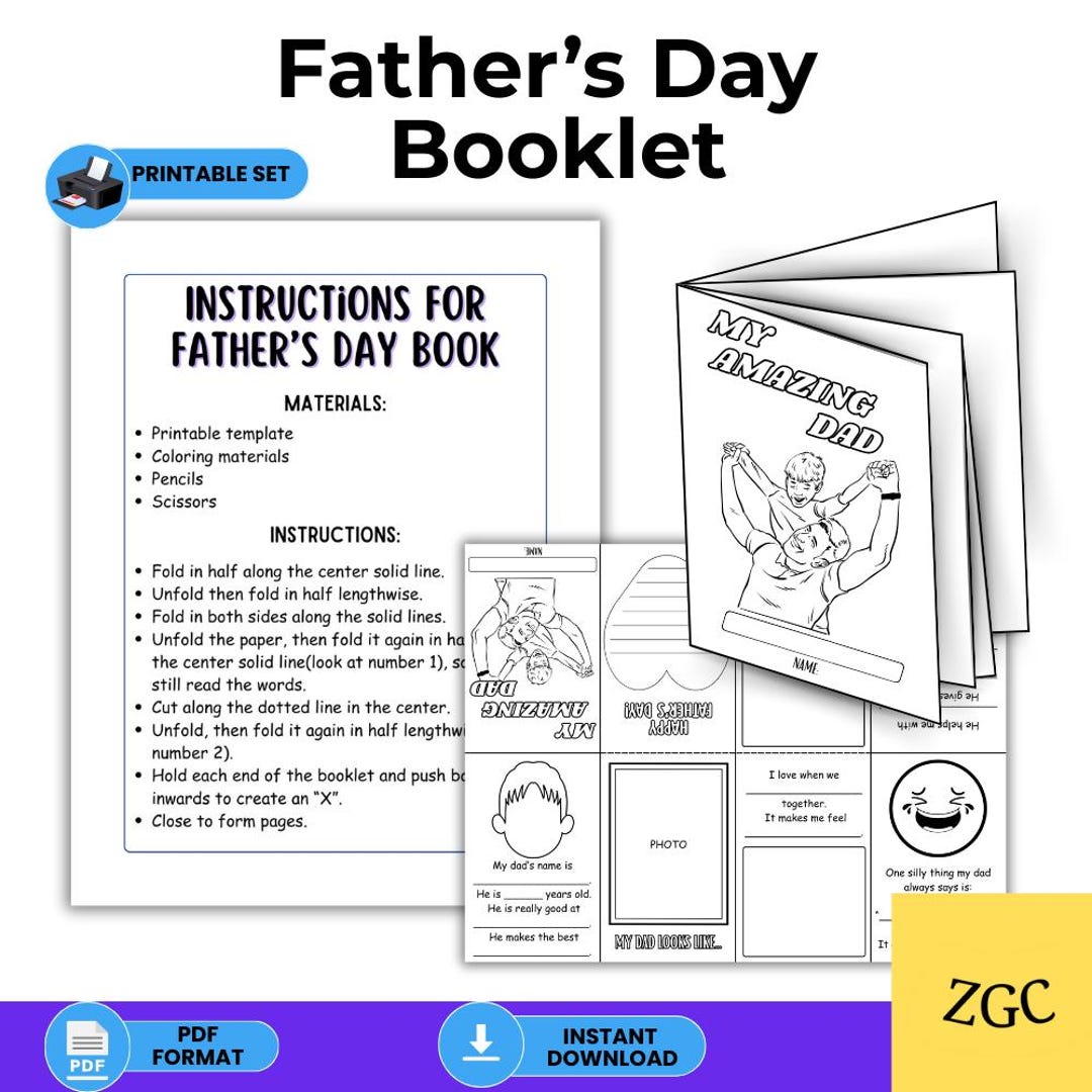 Printable Mini Book for Dad, Father’s Day Craft for Kids, All About My ...