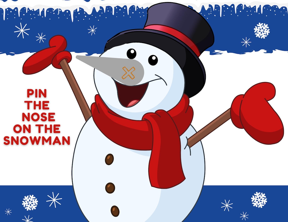 Pin the Nose on the Snowman Printable, Winter Party Activity for Kids ...