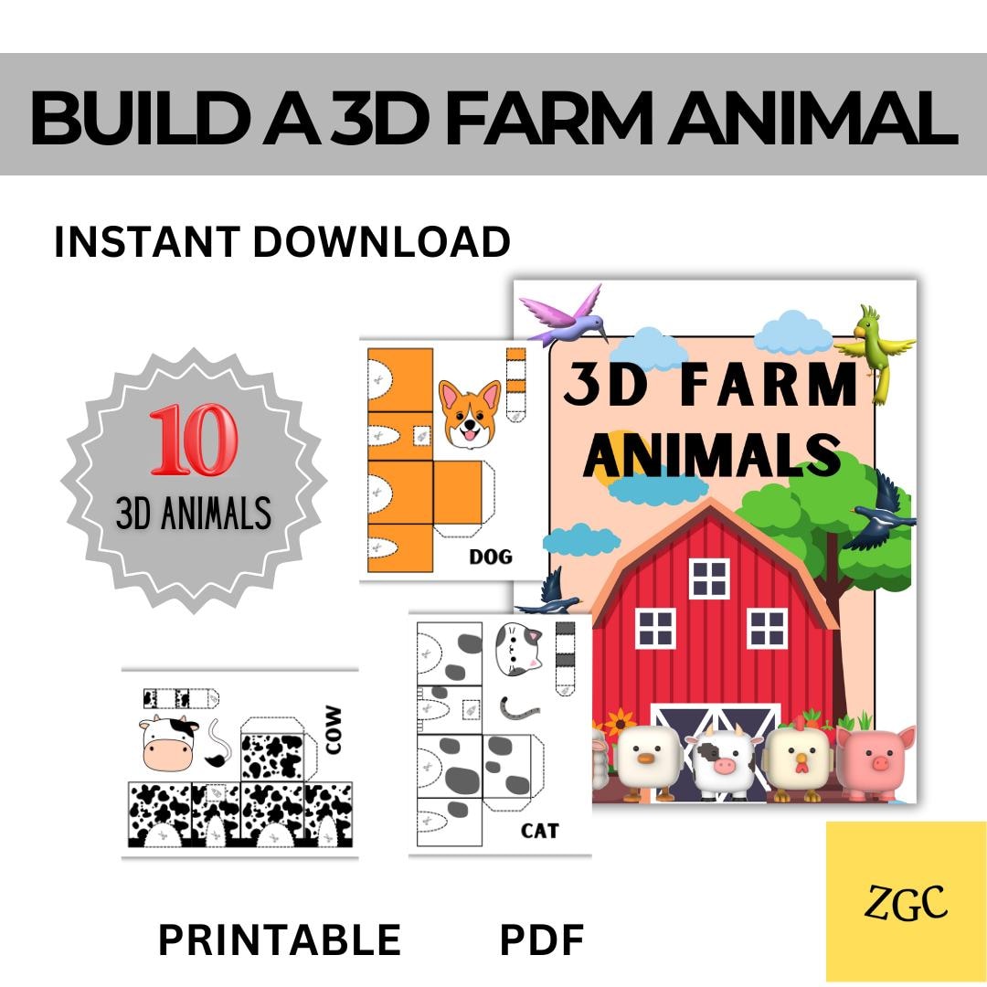3D Farm Animal Craft | Printable Farm Animal Activity | Fun Preschool ...