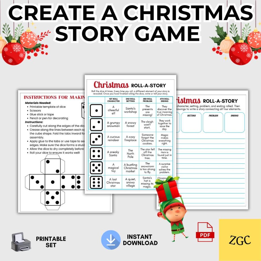 Printable Christmas Story Writing Game, Christmas Writing Prompts Game ...